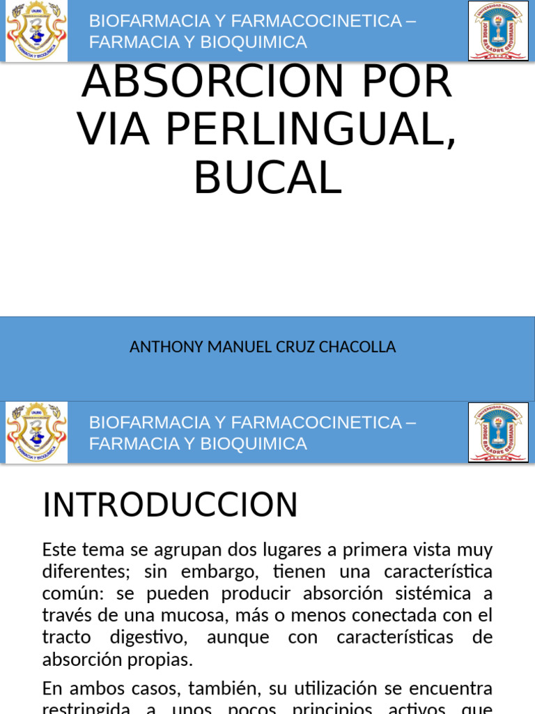 Absorcion Por Via Perlingual, Bucal | PDF | Medicamentos con receta ...