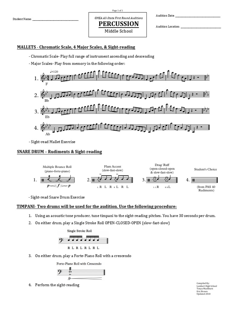 2020-2021 MS Percussion First Audition | PDF | Percussion Instruments ...