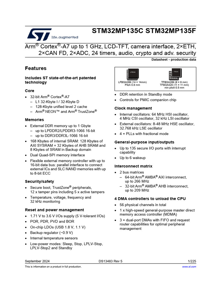 STM 32 MP 135 F | PDF | Dynamic Random Access Memory | Computer Data
