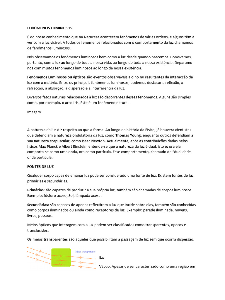 Fenómenos Luminosos | PDF | Luz | Natureza