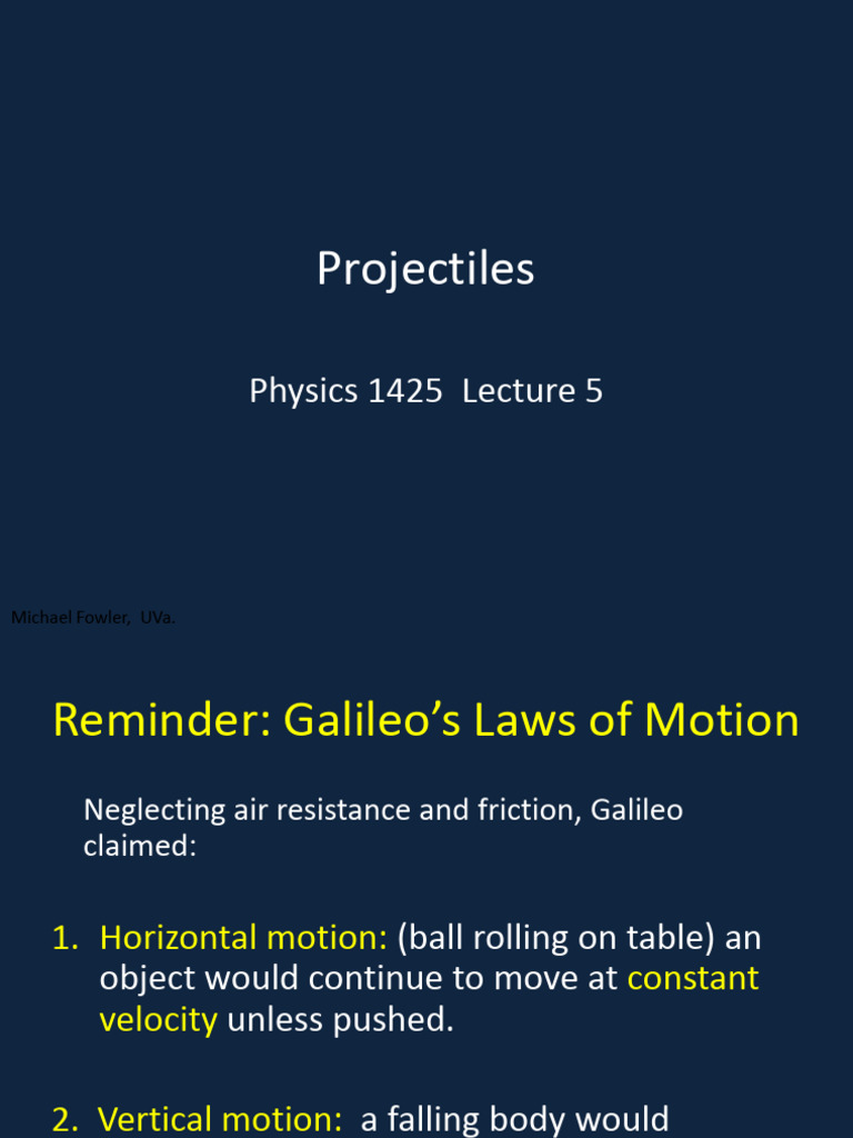 10 1425 Web Lec 05 Projectiles | PDF | Mechanics | Physics
