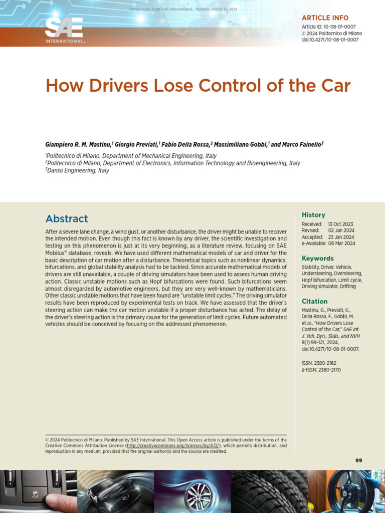 How Drivers Lose Control of the Car | PDF | Equations | Force