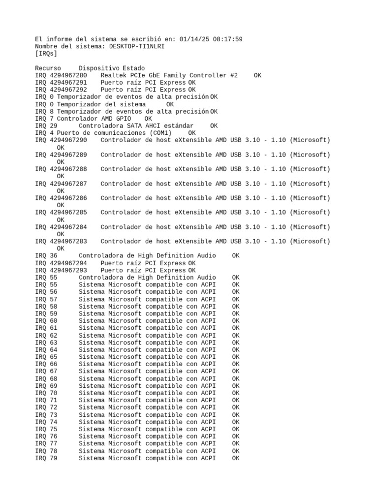 Sys Info | PDF | Protocolos de capa física | Ingeniería Informática