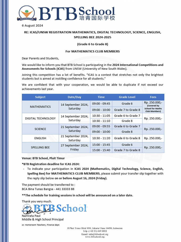 ICAS Registration Mathematics, Digital Technology, Science, English ...