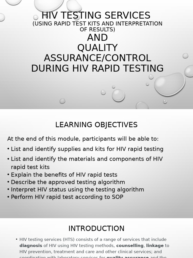 HTS Refresher Training Presentation slides for RTK &QA | PDF | Hiv/Aids | Diagnosis Of Hiv/Aids