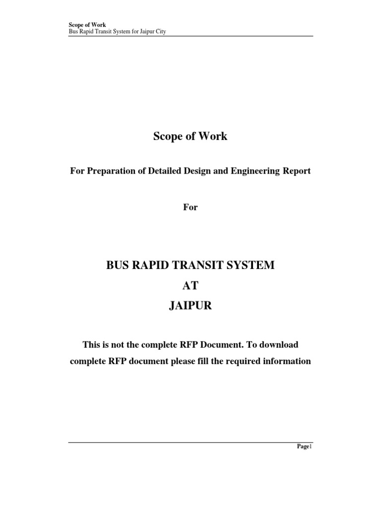 Scope of Work BRTS Jaipur | PDF | Traffic | Environmental Impact Assessment