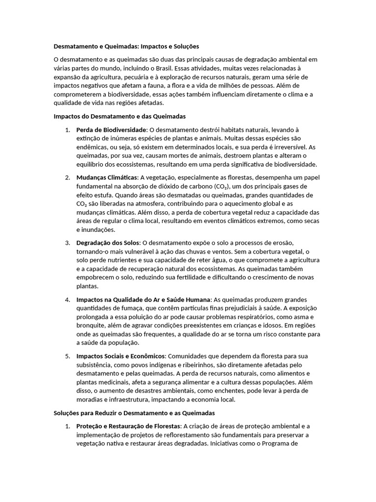 Desmatamento e Queimadas | PDF | Desmatamento | Agricultura