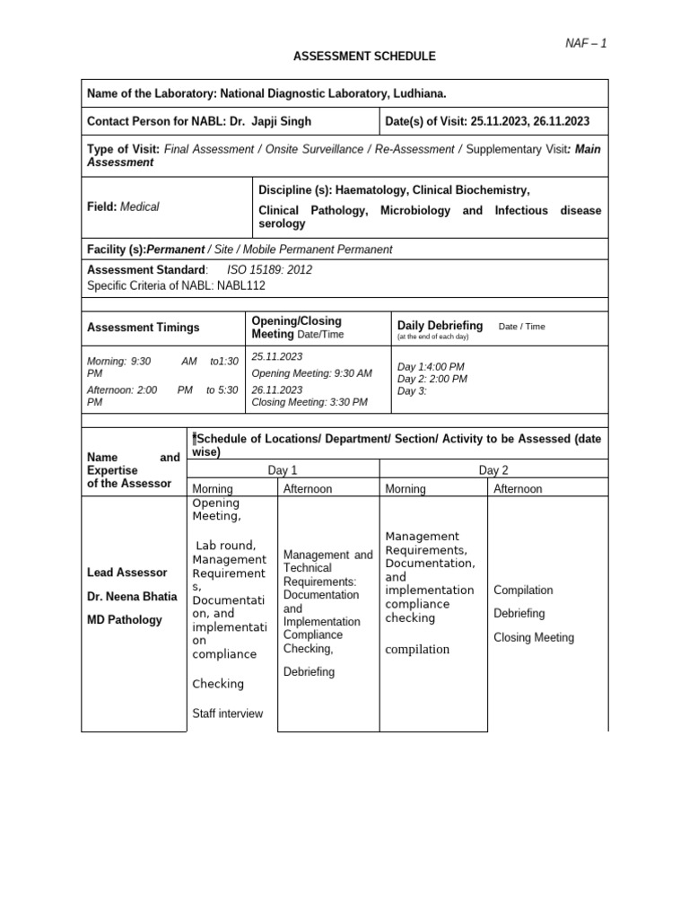 NAF 1 ISO 15189 National Diagnostic Laboratory - 20231123145202 | PDF ...