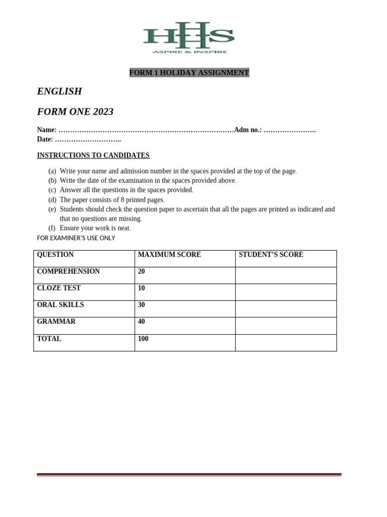ENGLISH FORM 1 2023 Holiday Assignment | PDF | Cannabis (Drug) | Tetrahydrocannabinol