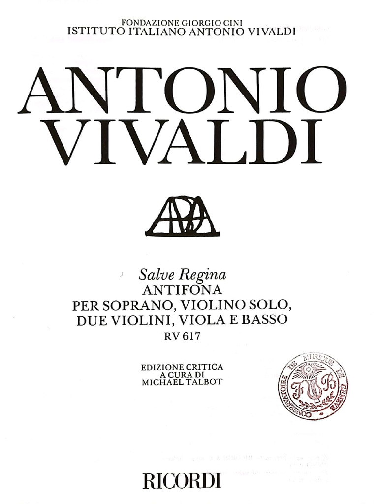 Vivaldi. Salve Regina RV 617. Ricordi sd - SCORE (scan) | PDF