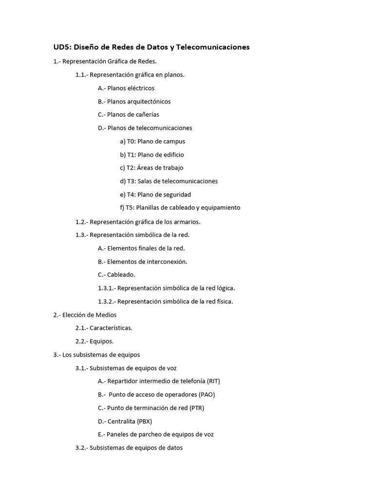 UD5 - Diseño de Redes de Datos y Telecomunicaciones | PDF