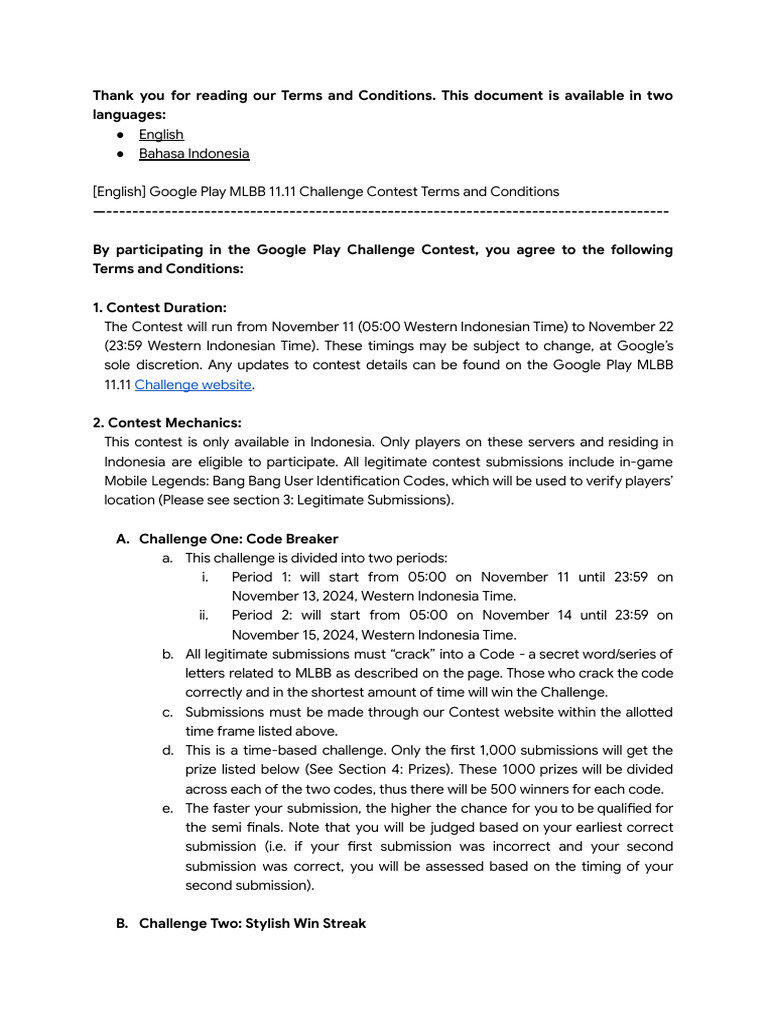 Play Challenge 1on1 Terms | PDF | Indemnity | Arbitration