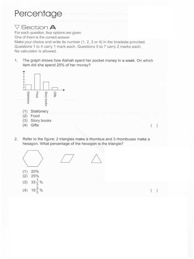 P5 Math - Percentage Set 1 | PDF