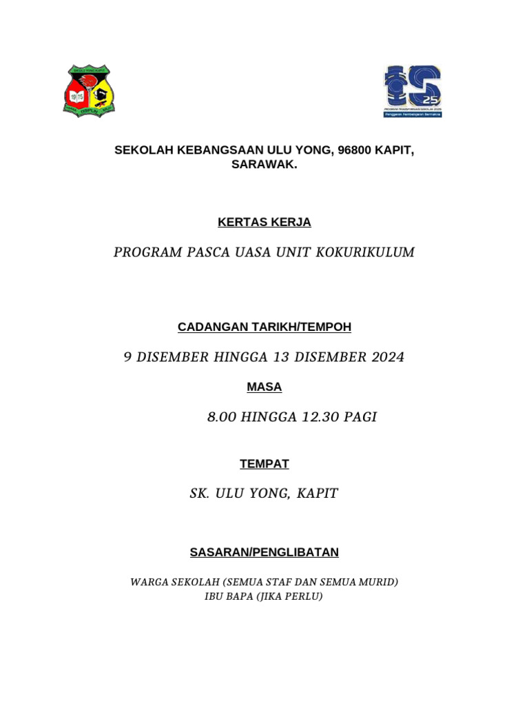 Kertas Konsep Prog Pasca Uasa KK - 022625 | PDF