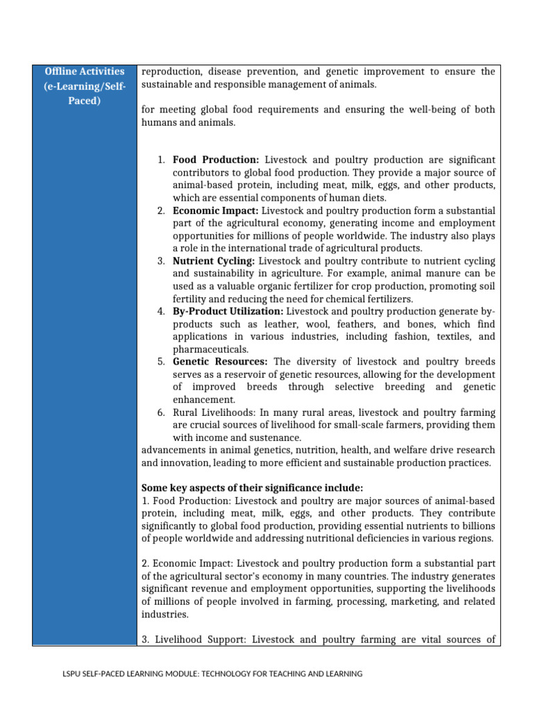 Importance of Livestock and Poultry | PDF | Agriculture | Livestock