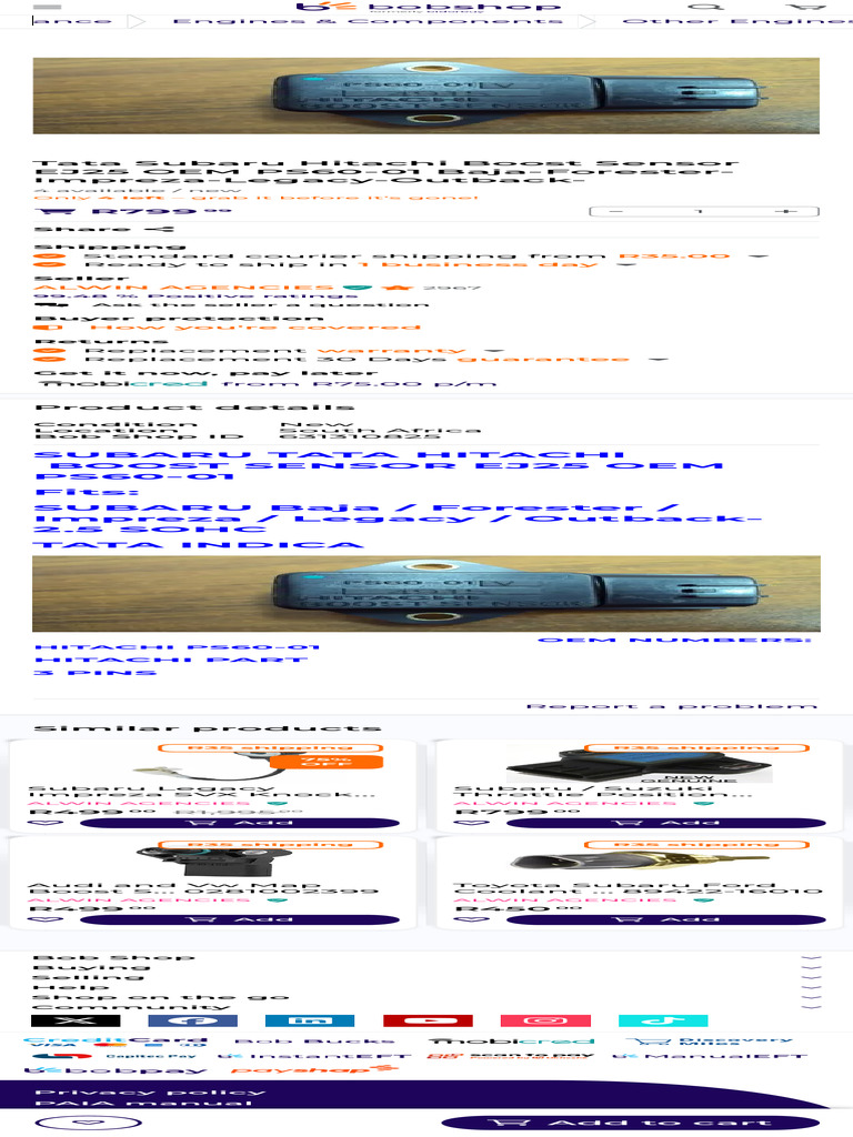 Subaru EJ25 Boost Sensor Sale | PDF | Land Vehicles | Toyota