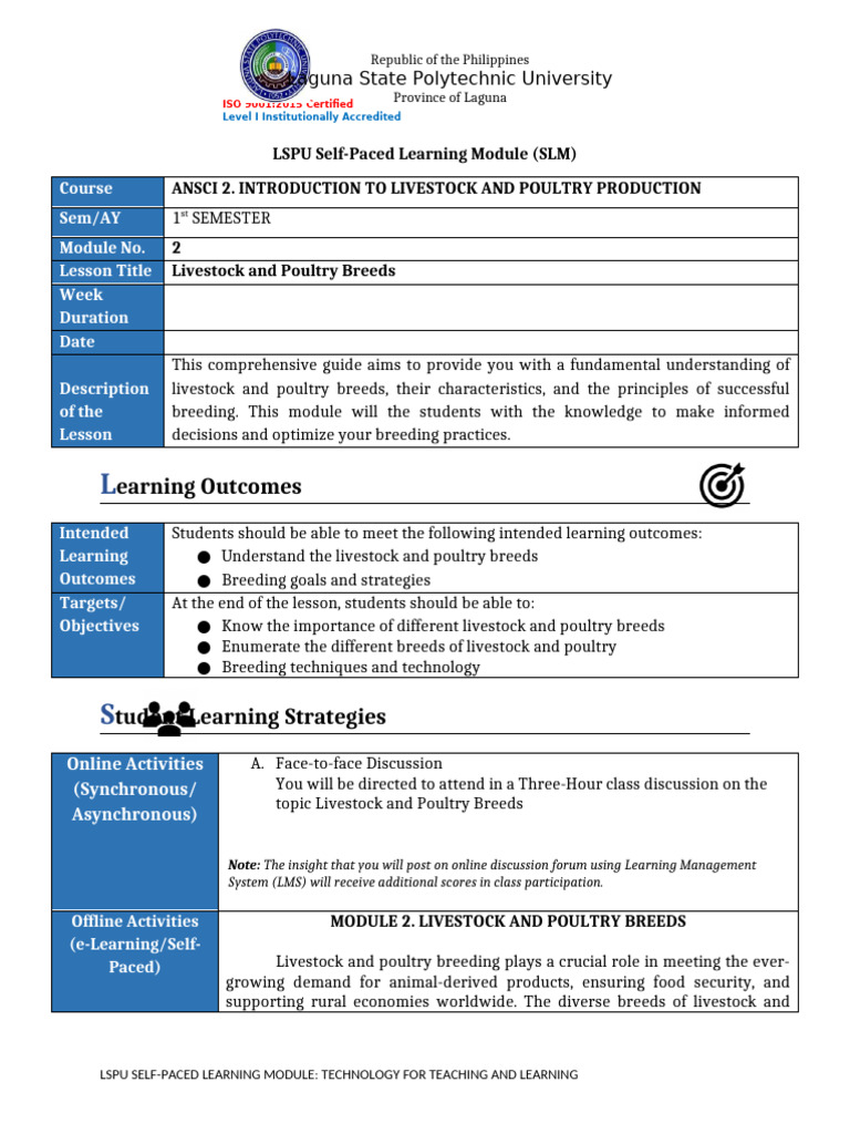 Ansci2. Module 2. Livestock and Poultry Breeds | PDF | Selective ...