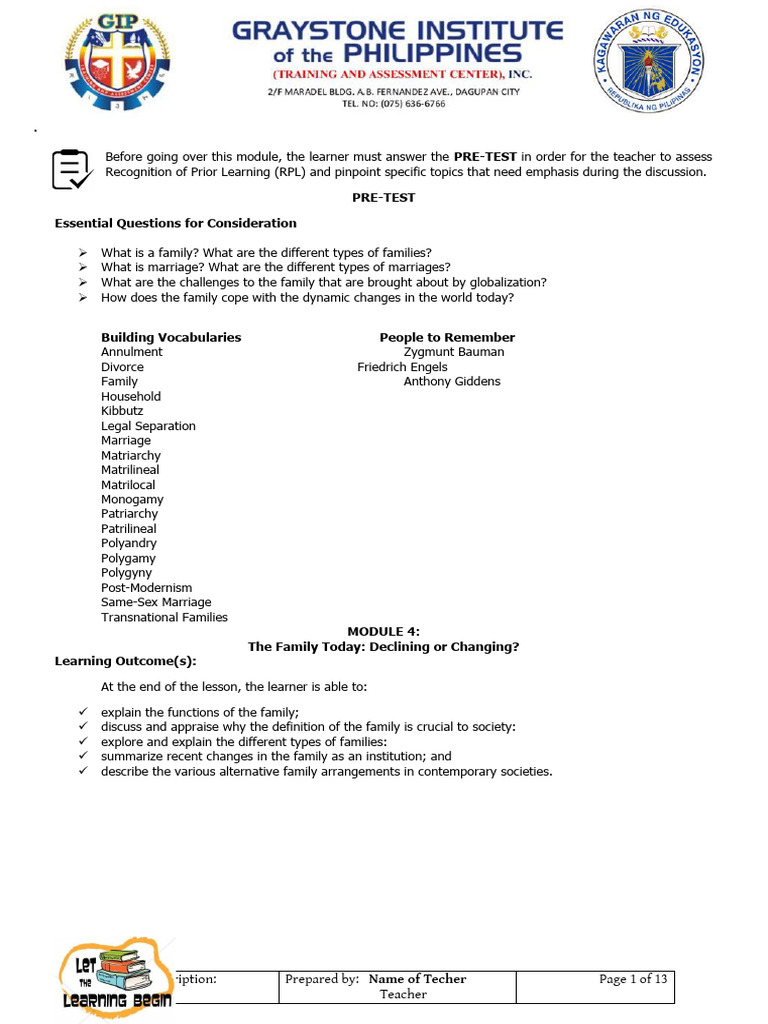 Module 4- UCSP | PDF | Family | Marriage