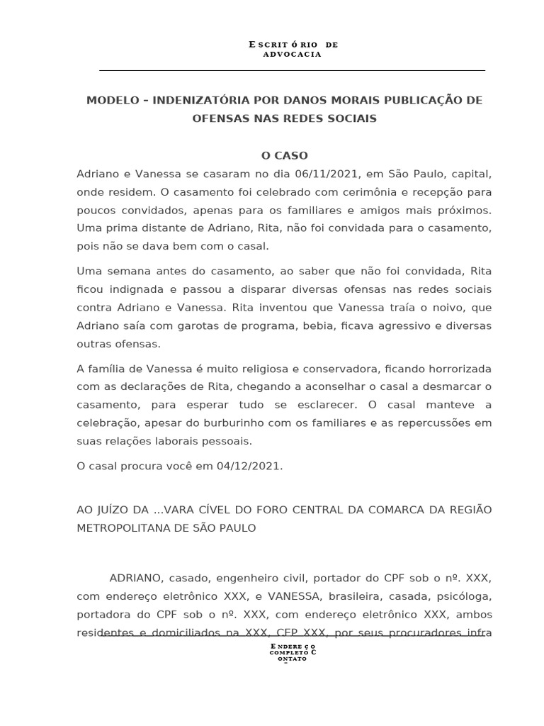 Indenização por Ofensas Morais | PDF | Moralidade | Relação de ...