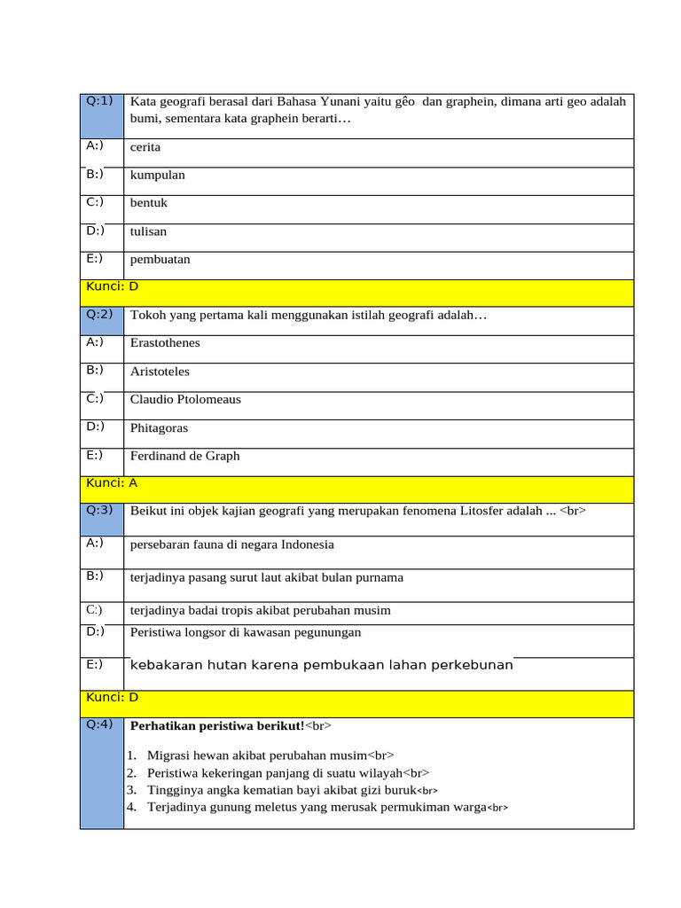 Soal PAS Ganjil Geo Kelas X (2021-2022) | PDF