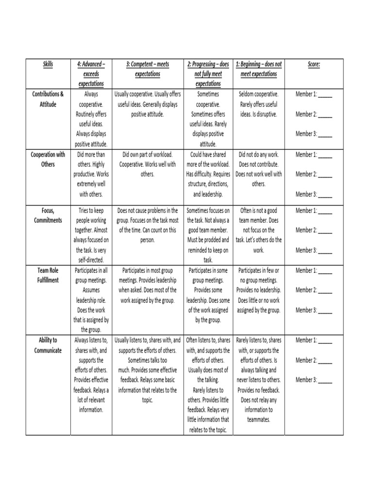Individual Participation Rubric | PDF | Human Communication | Social ...