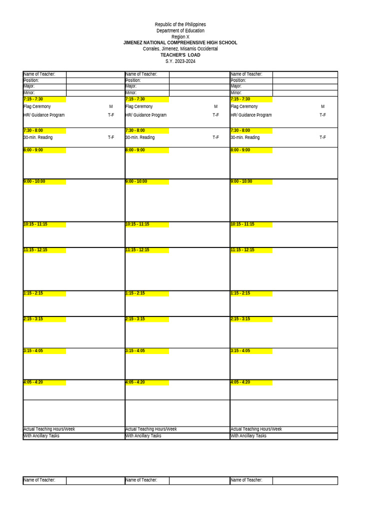1 - 2024-2025 Jhs Teachers Load | PDF | Philippines