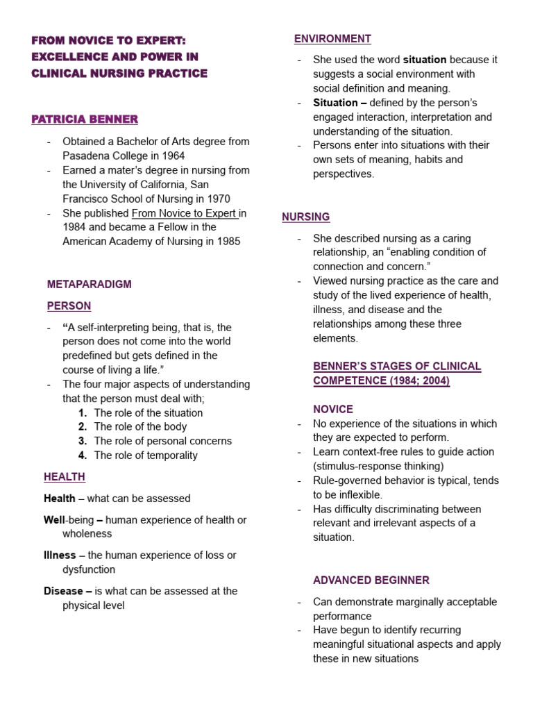 PATRICIA BENNER | PDF | Cognition | Cognitive Science