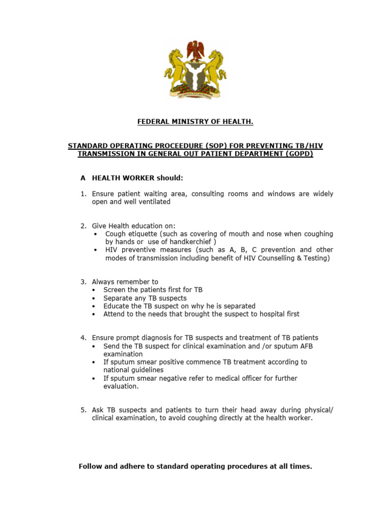 SOP for Preventing TB-HIV in OPD | PDF