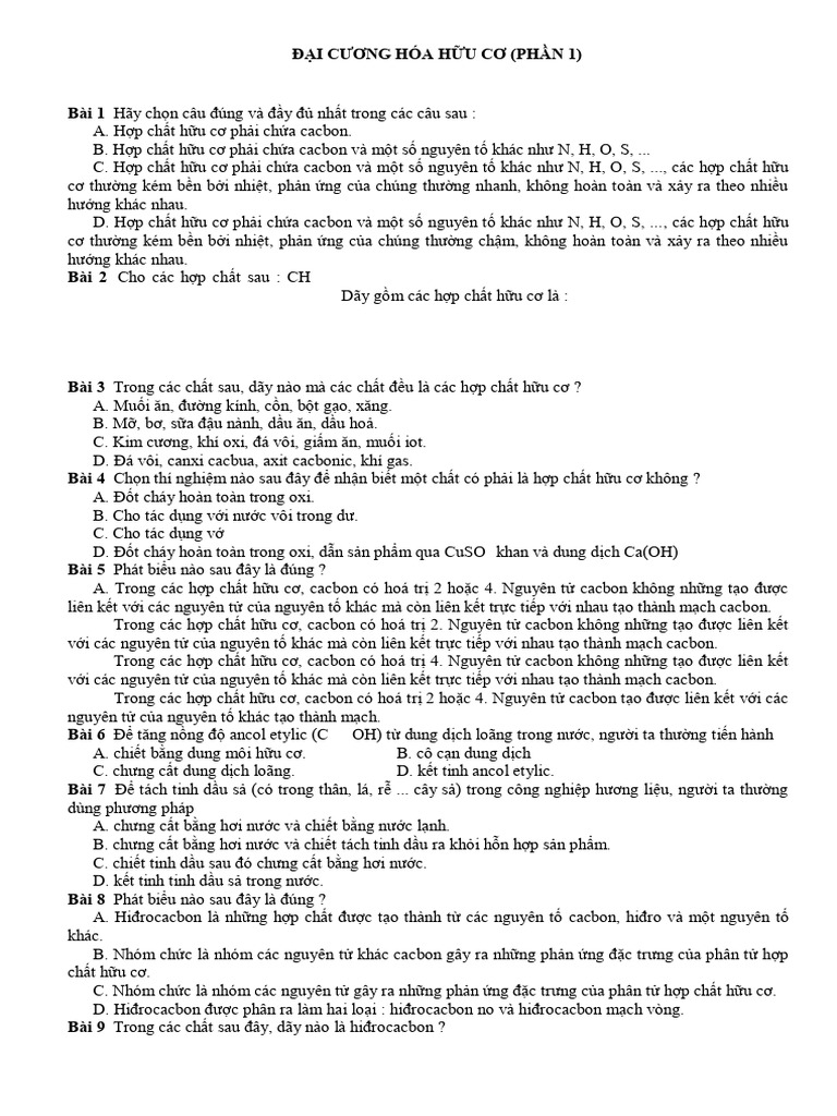 Dai Cuong Hoa Huu | PDF