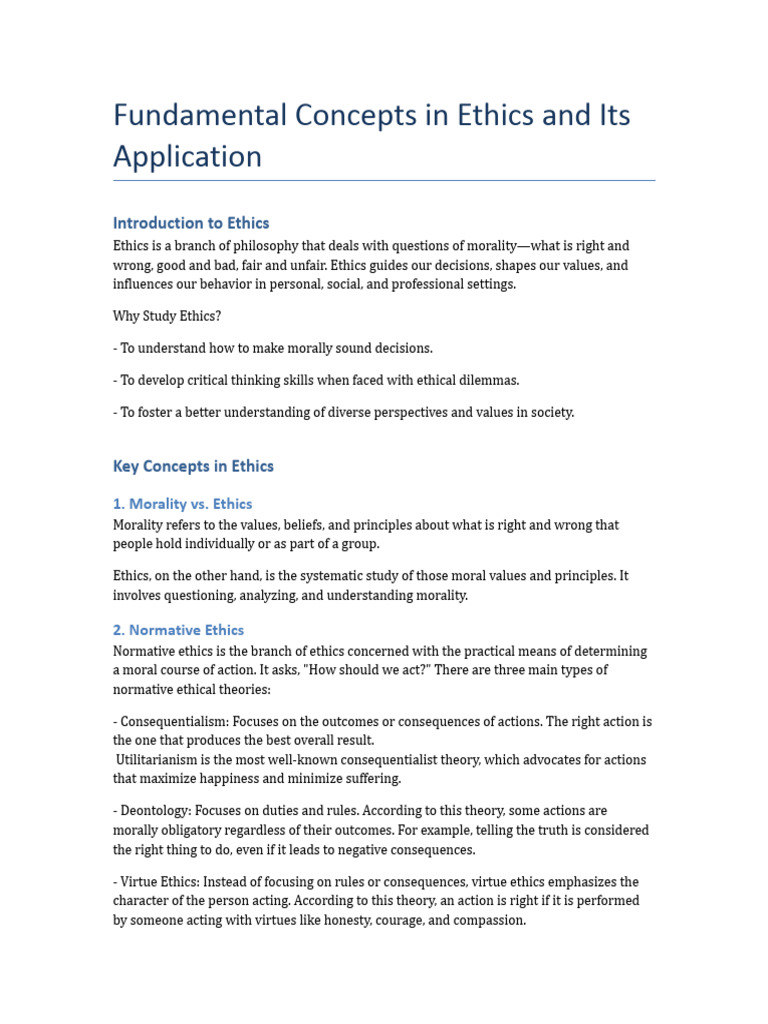 Understanding Ethics: Key Concepts Explained | PDF | Morality | Applied ...