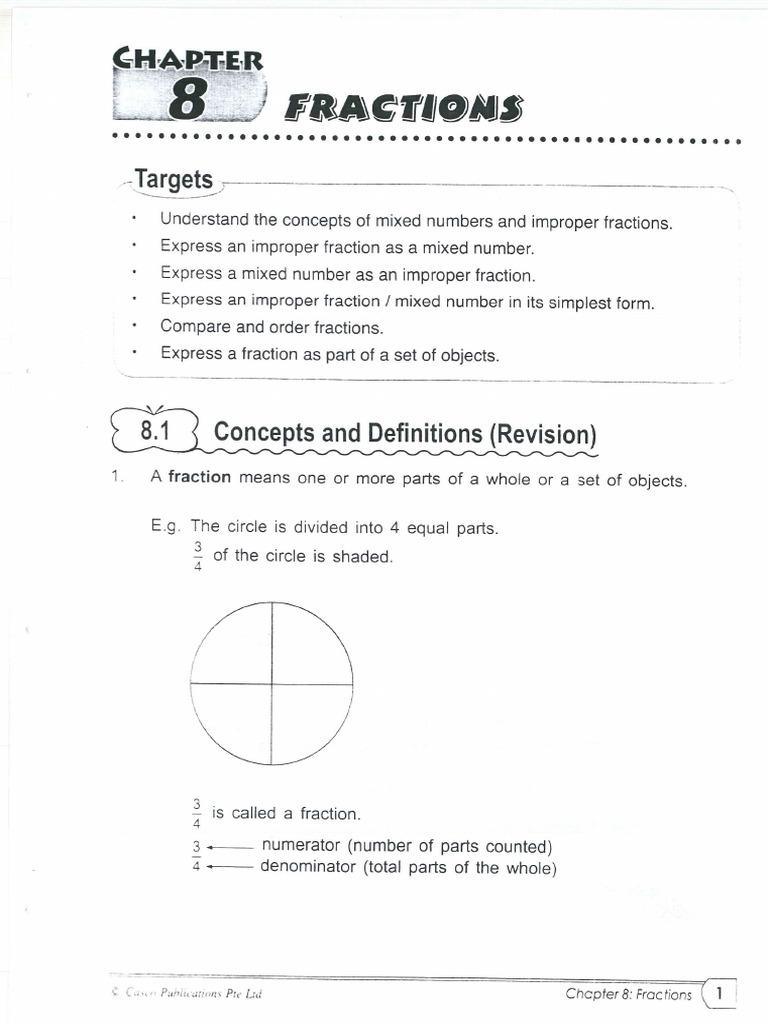4B - 1 Chapter (8) Fractions | PDF
