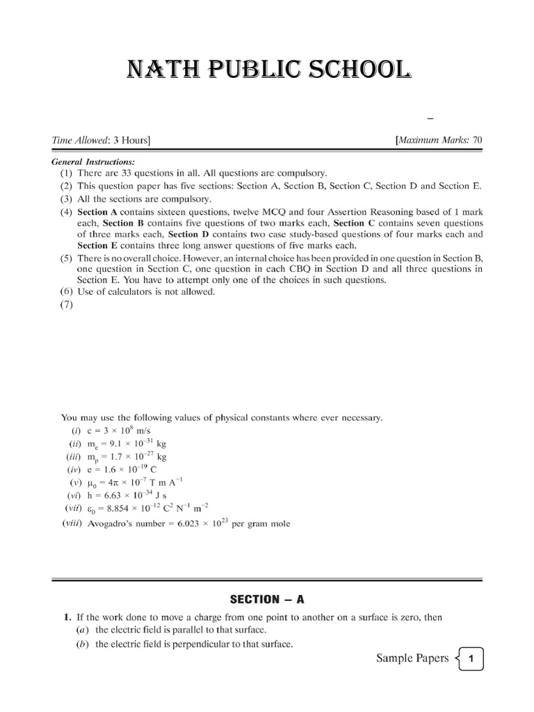 CBSE CLASS 12TH PHY. QUE. | PDF