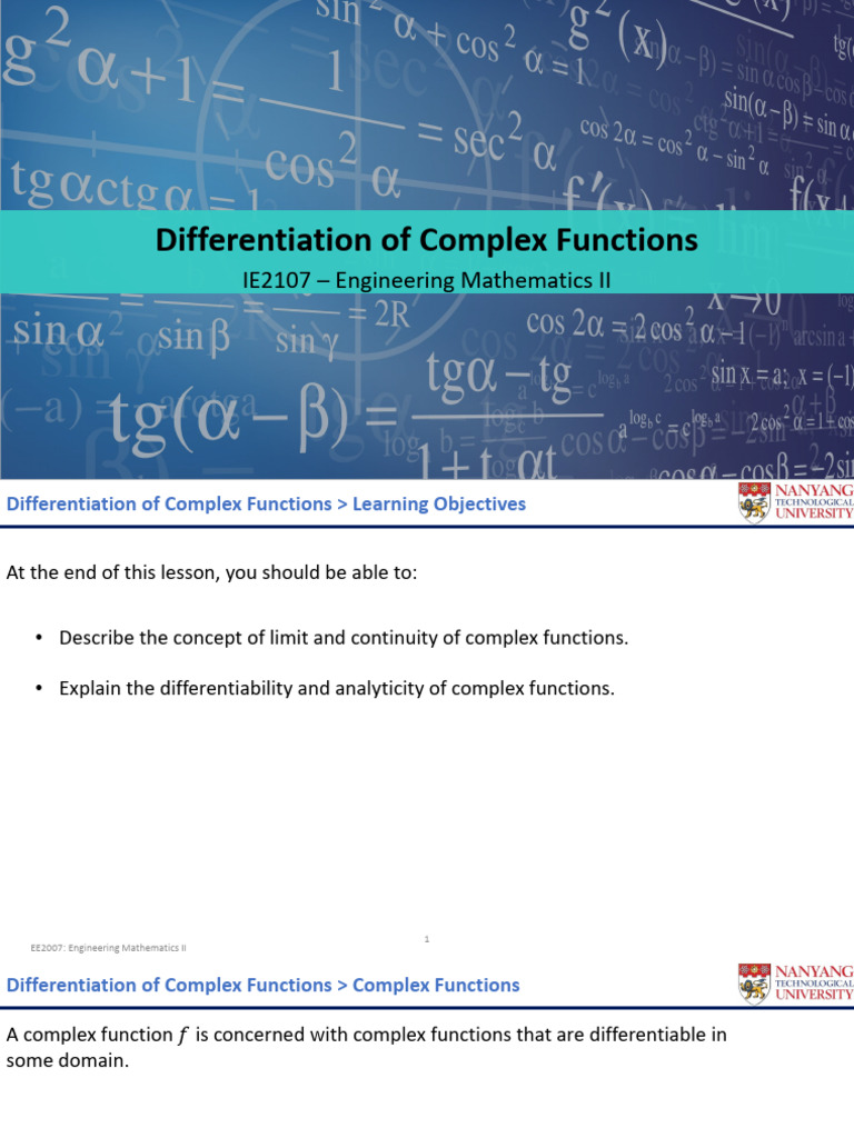 2. Differentiation of Complex Functions | PDF | Function (Mathematics) | Equations