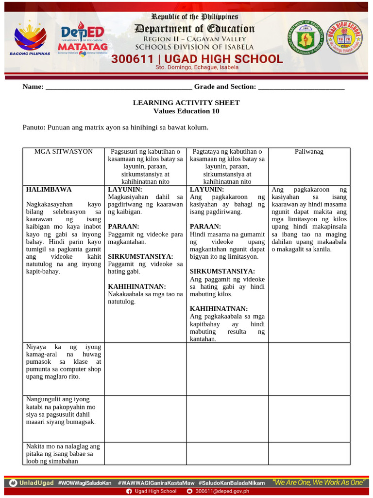 Val Ed Activity 105636 | PDF