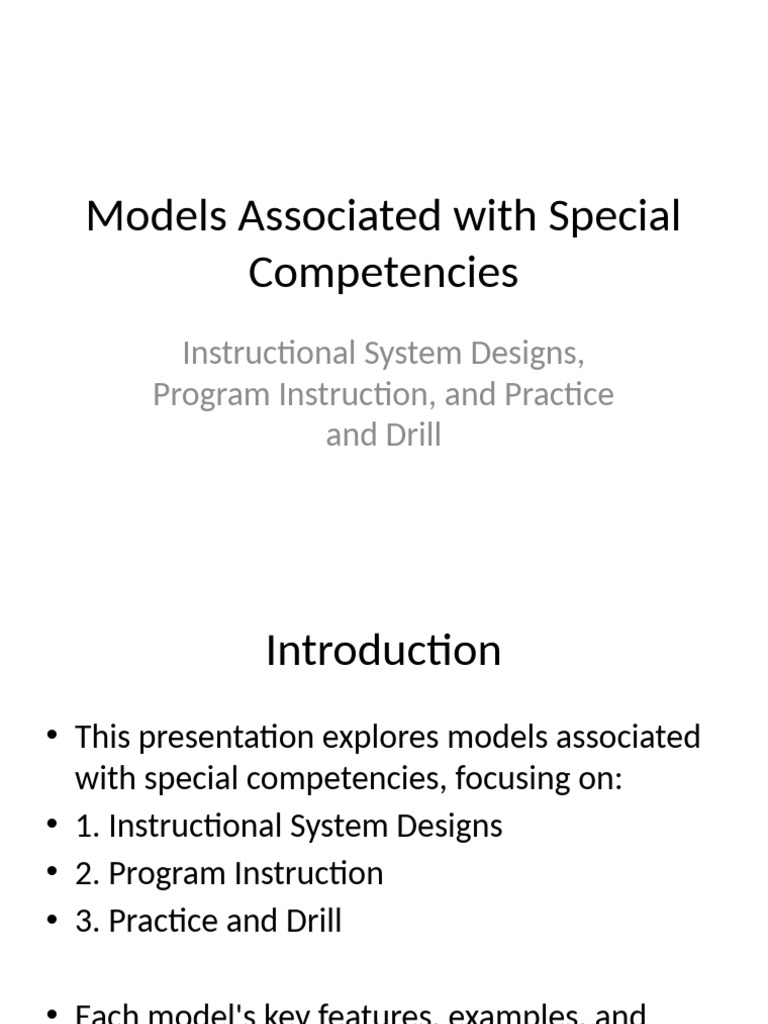 Instructional Models for Special Competencies | PDF | Education Theory ...