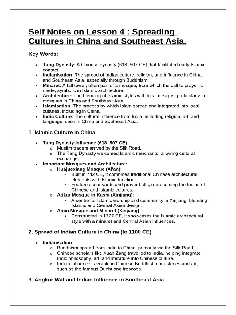 Self Notes On Lesson 4 UAE SS | PDF | Mosque | China