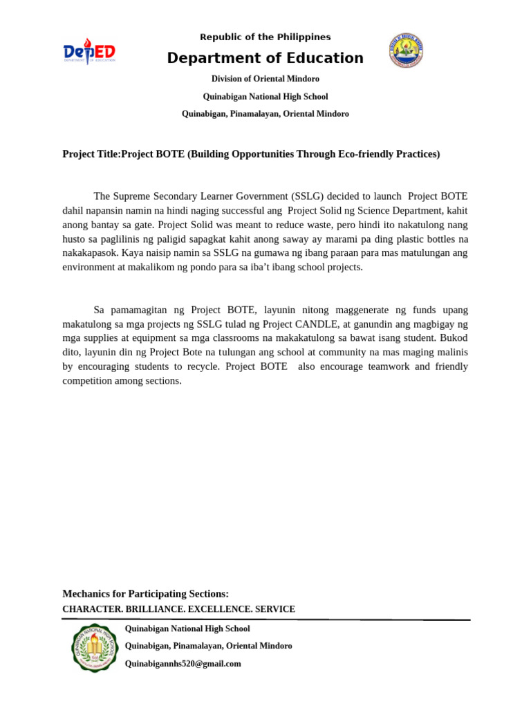 Explanation of Project Bote | PDF