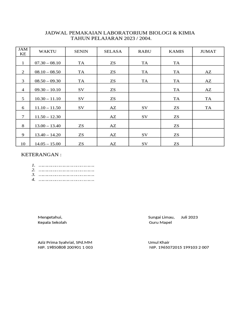6 A Jadwal Penggunaan lab | PDF