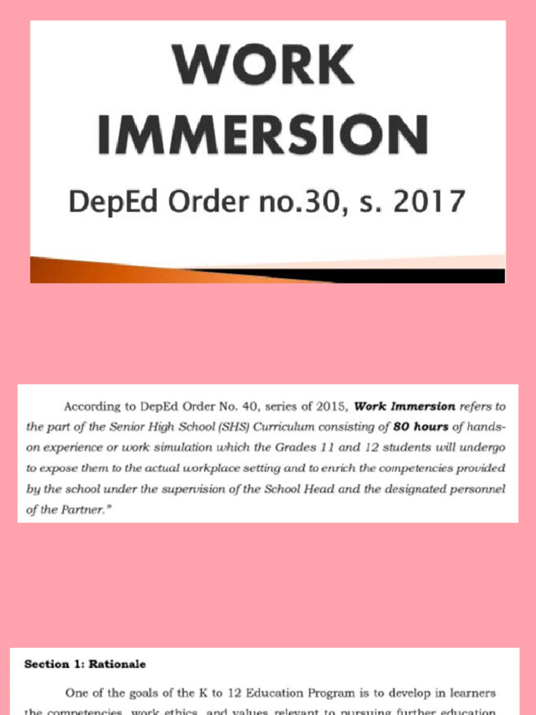 Work Immersion Day 1 | PDF