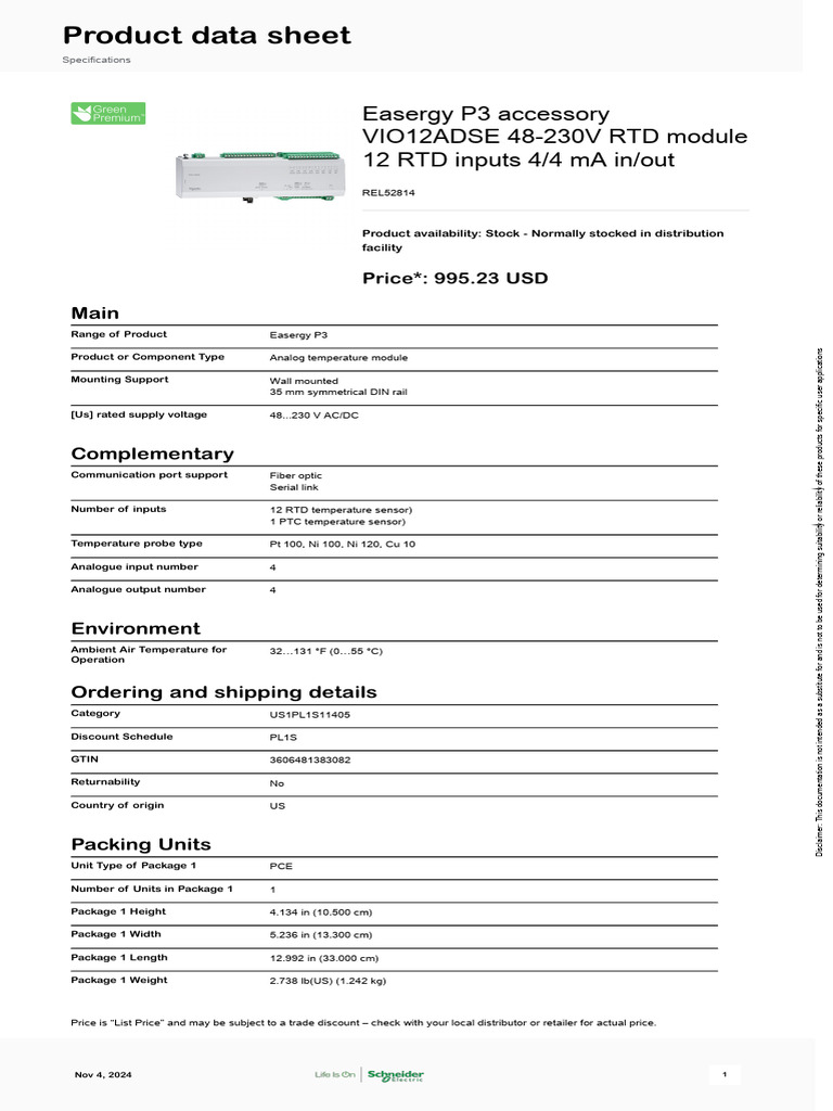 Schneider Electric - PowerLogic-P3-Protection-Relays - REL52814 | PDF ...