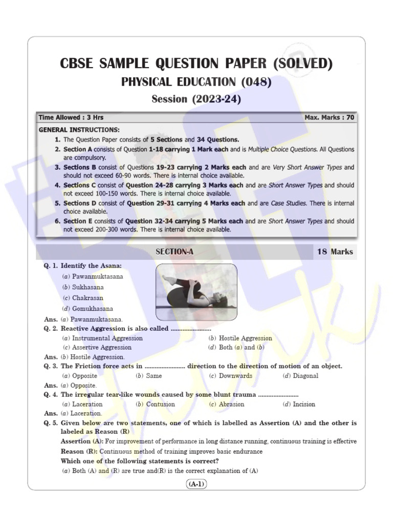 12th - SQP - Ques & Ans - EM - 2023-24 - (1-22) - With Chapa - Old Book-Watermark | PDF | Force ...