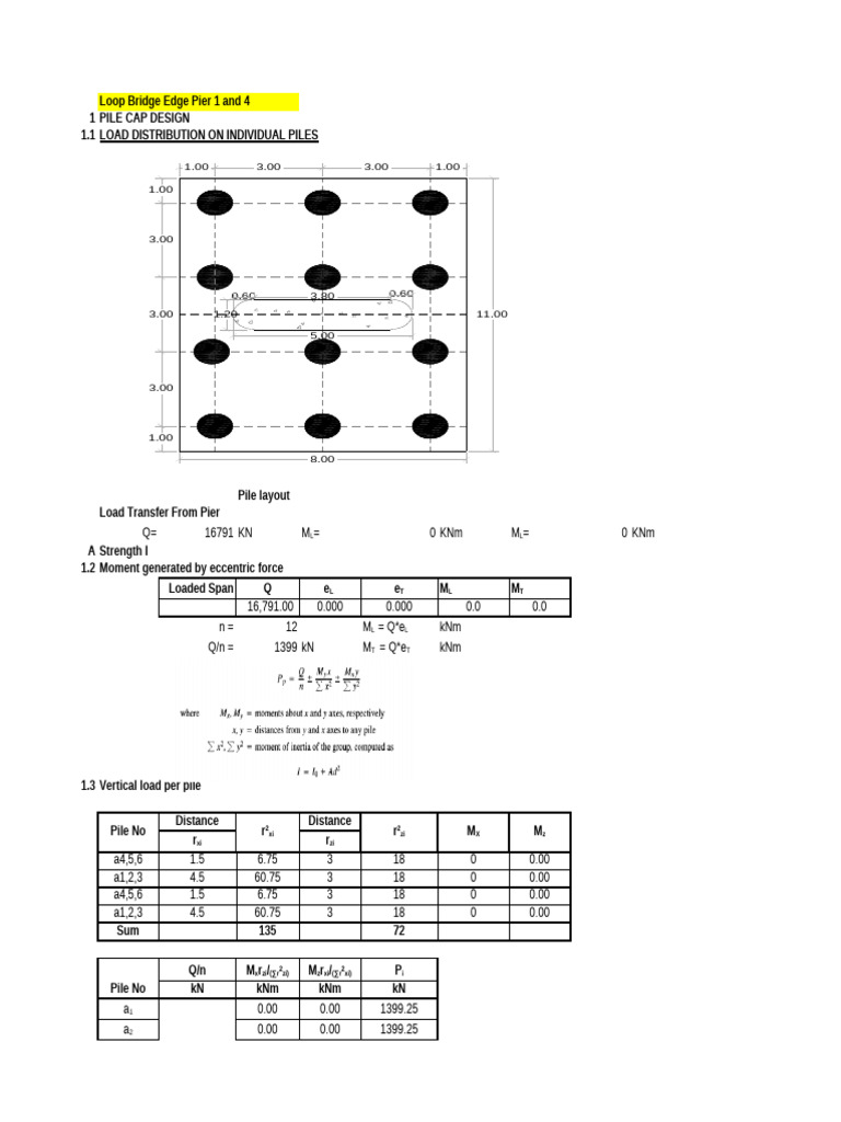 Original Pile Cap and Pile Design | PDF | Bending | Deep Foundation