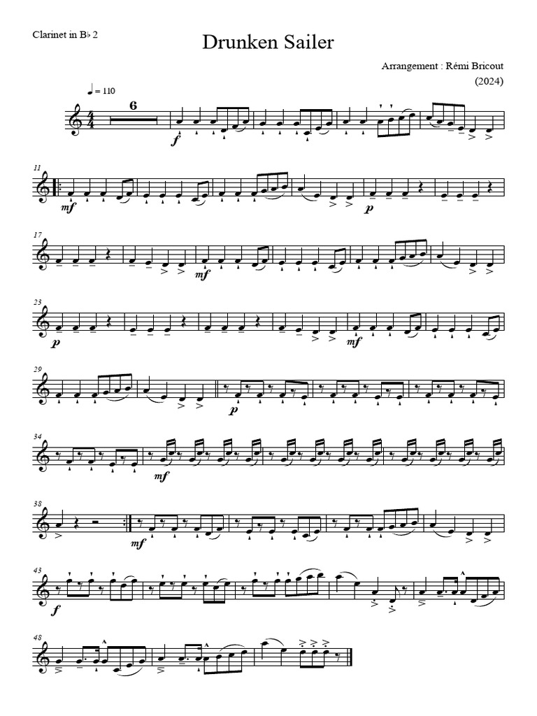 Drunken Sailer - Clarinet in BB 2 | PDF