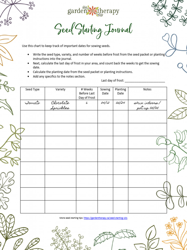 Seed Starting Journal Template | PDF