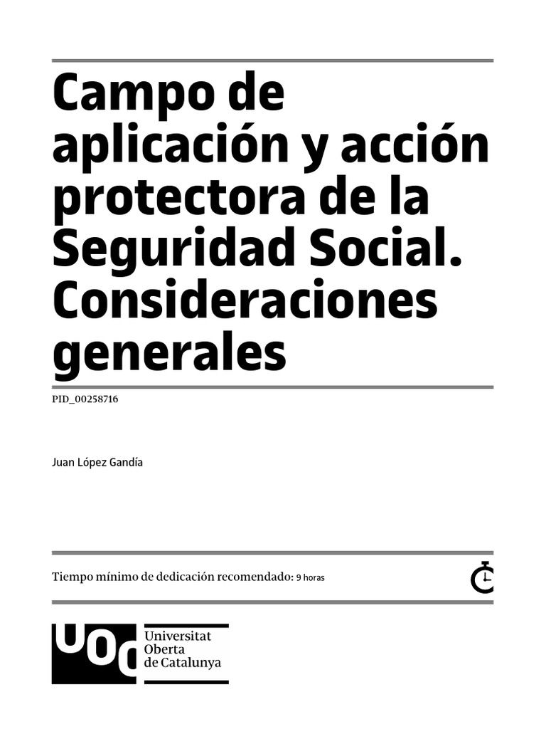 Campo de Aplicación y Acción Protectora de La Seguridad Social ...