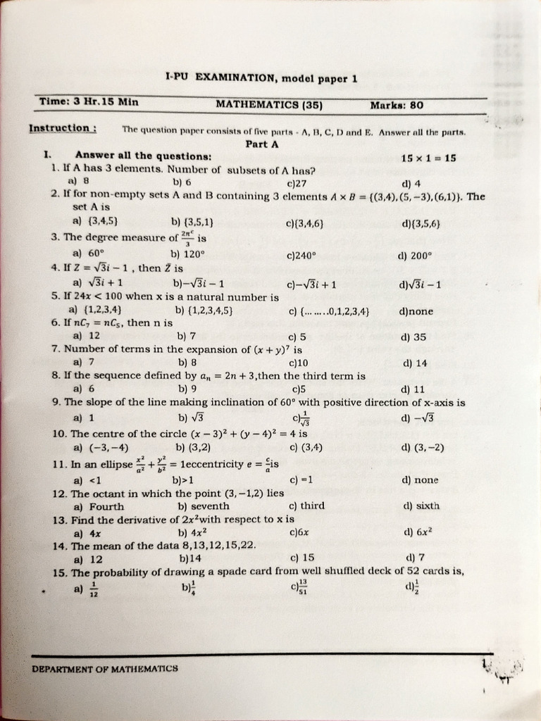 10 Model Question Papers | PDF