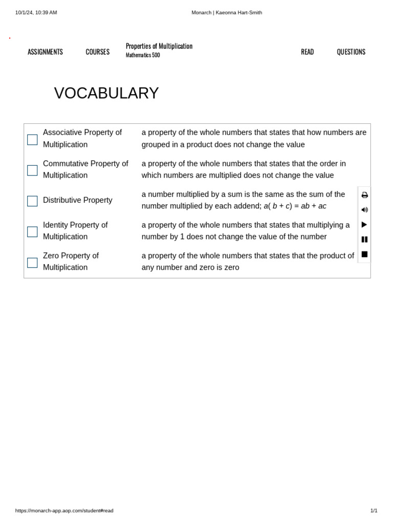 Properties of Multiplication Explained | PDF
