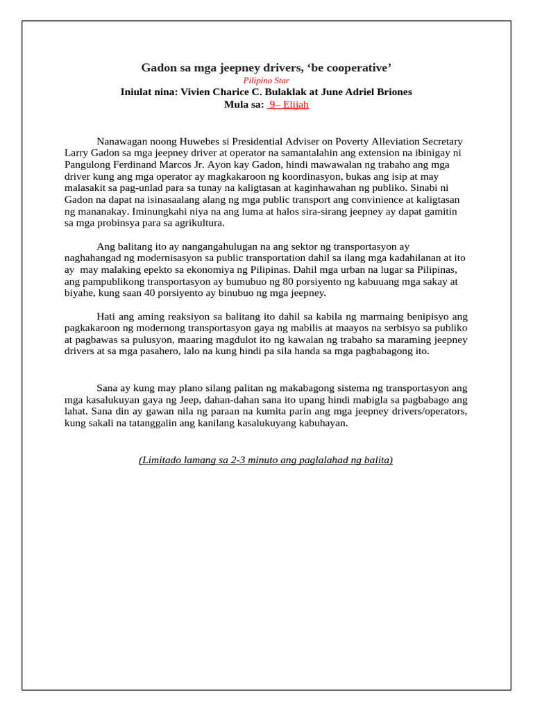 Balitaan-Format | PDF