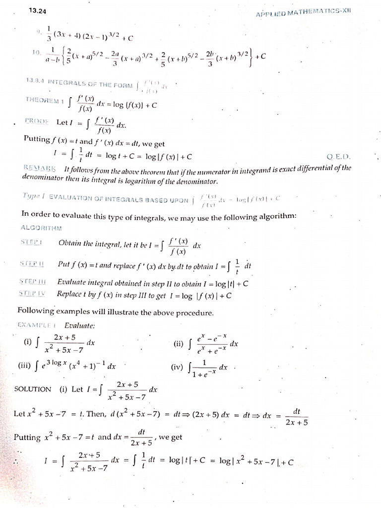 12th Applied PDF CH - Indefinate Integrals | PDF