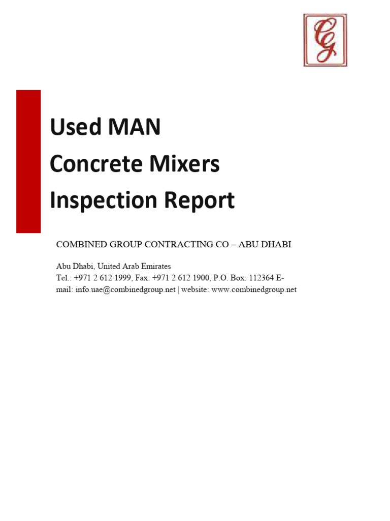 Used MAN Concrete Mixers Inspection Report-R03 | PDF | Truck | Motor ...